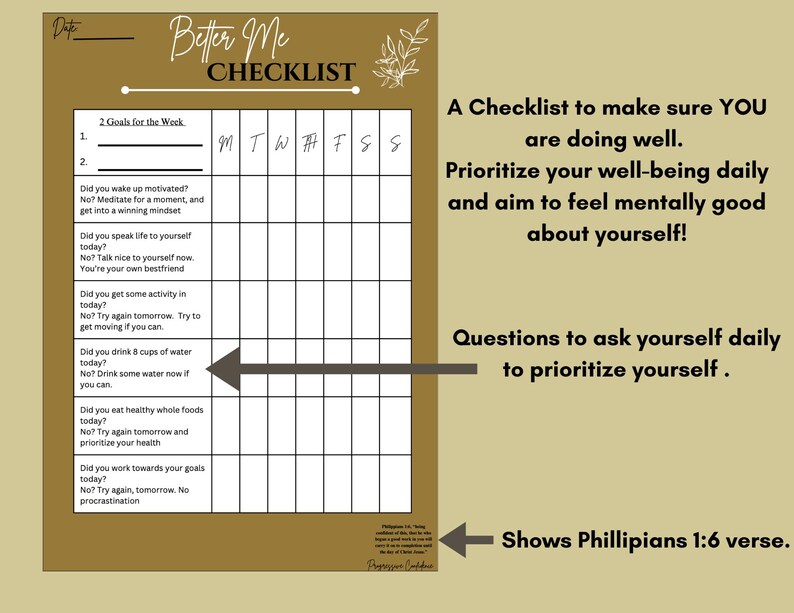 Daily Self Care Checklist Printable, Self Esteem Work, Downloadable ...