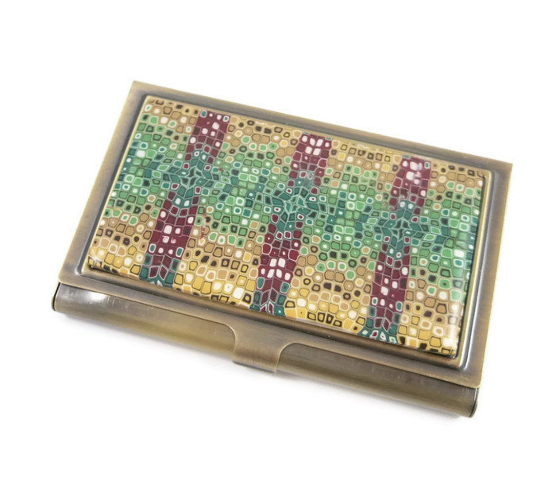 Pixilated Retro Cane Business Card Case Credit Card Holder - Etsy