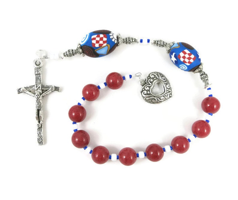 Catholic Red Dolomite Marble Unisex Rosary Chaplet Handmade Prayer ...