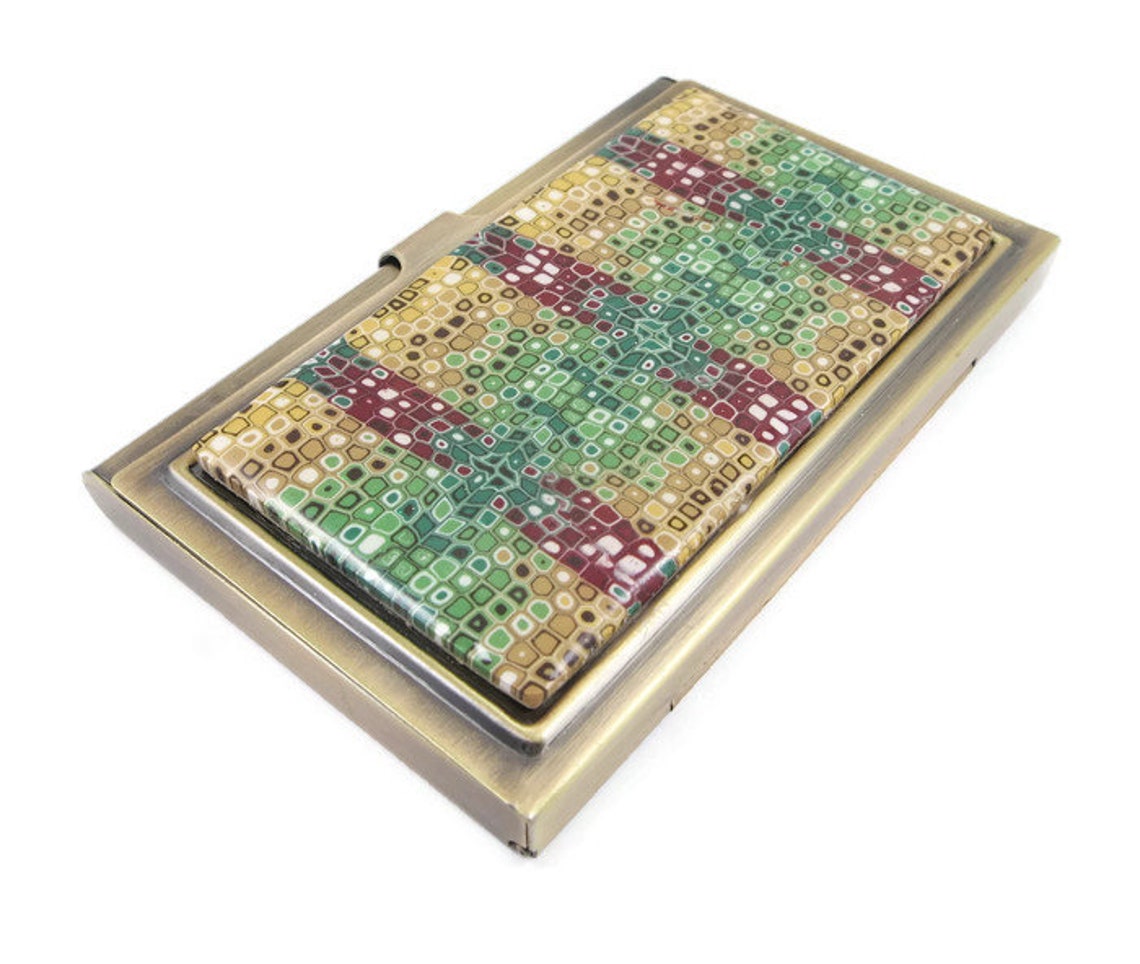 Pixilated Retro Cane Business Card Case Credit Card Holder - Etsy