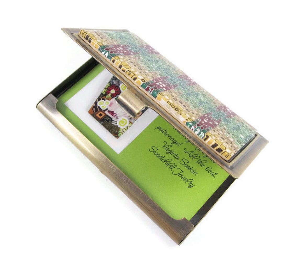 Pixilated Retro Cane Business Card Case Credit Card Holder - Etsy