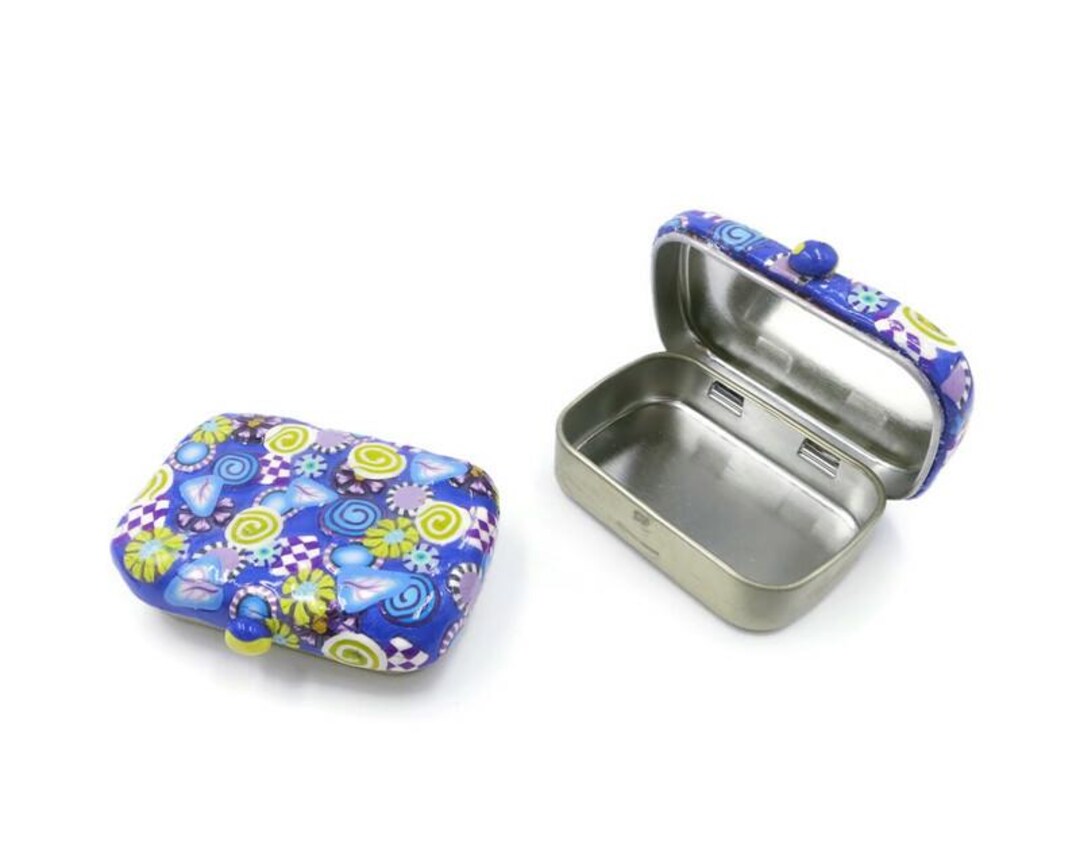 Little Purple Tin Box Pill Box Keepsake Box Candy Tin Refillable ...