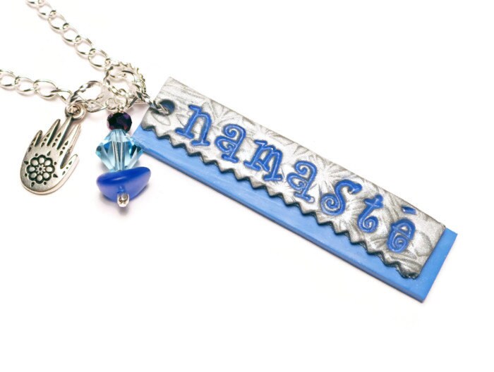 Namaste Inspirational Tag Necklace Pendant Handmade Polymer Clay Tag ...