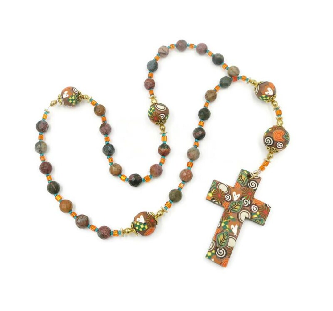 Faceted Picasso Jasper Anglican Rosary Prayer Beads Protestant ...