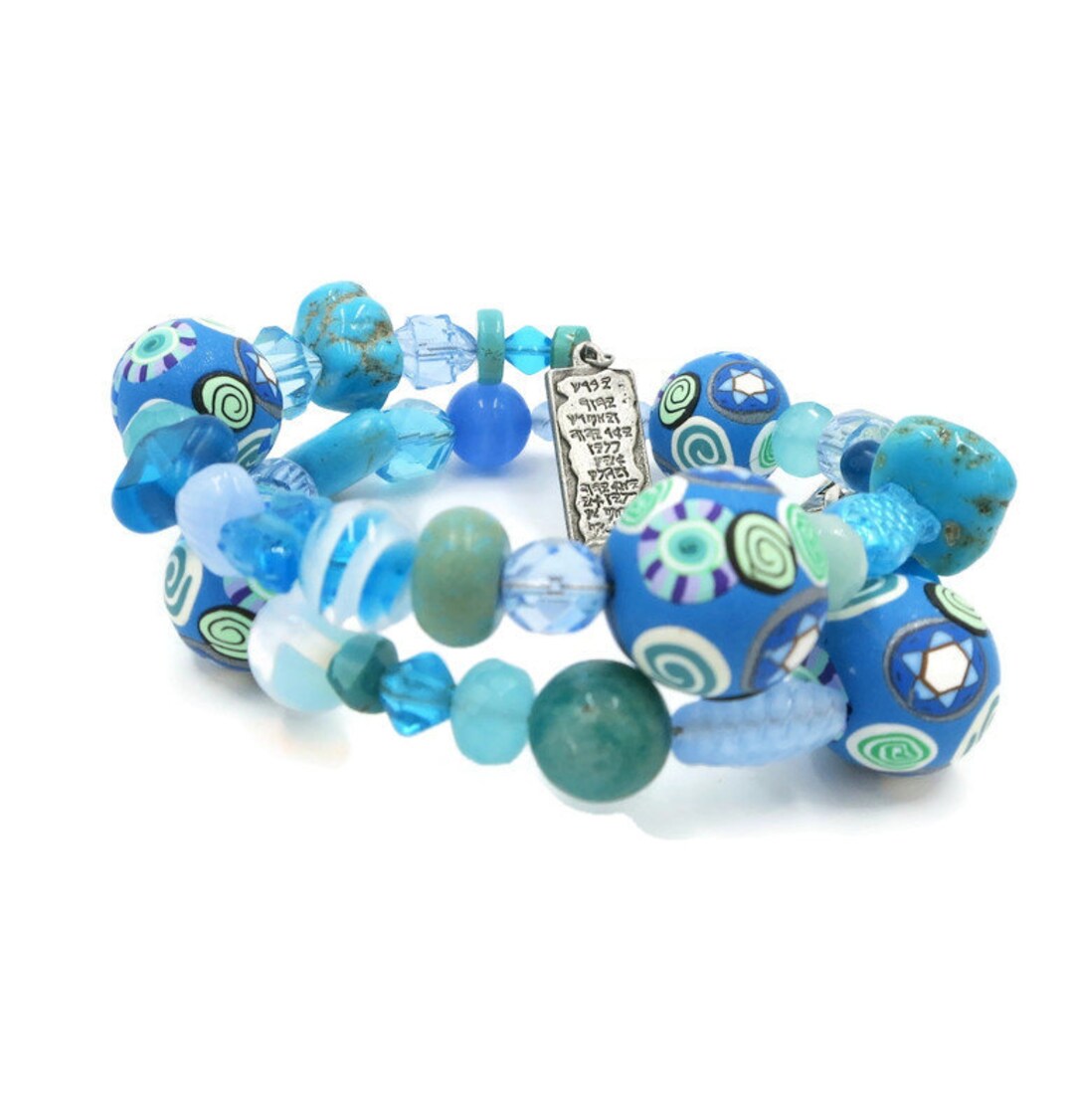 Bat Mitzvah Gift Jewish Wrap Bracelet Handmade Polymer Clay Star of ...