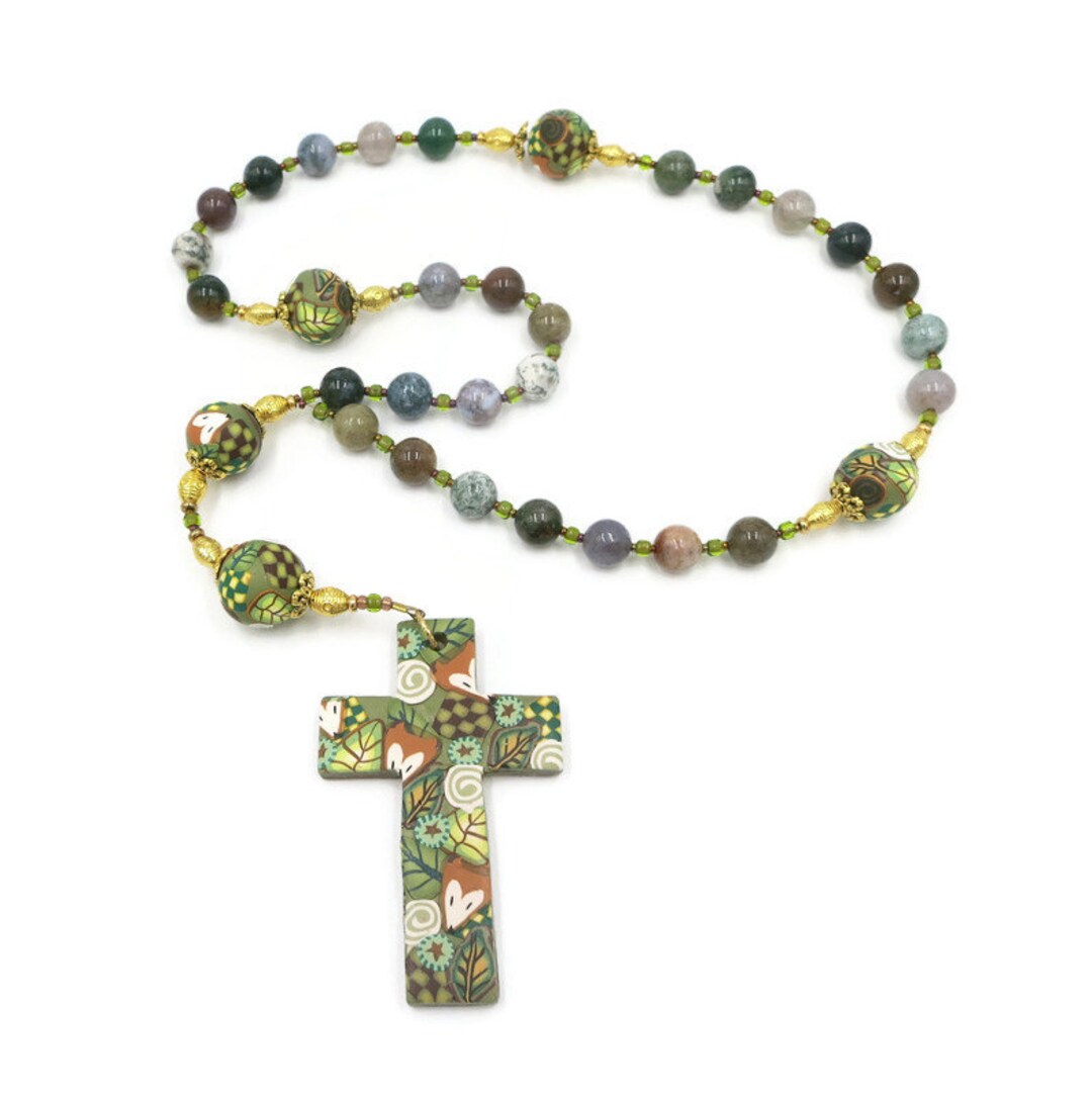 Fancy Jasper Anglican Prayer Beads Rosary Handmade Polymer Clay Beads ...