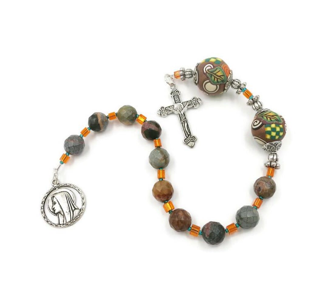 Picasso Jasper Catholic Rosary Handmade Focal Beads Catholic Gift Love ...
