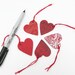 Heart Hang Tags Five Hand Embossed Red Polymer Clay Floral Paisley ...
