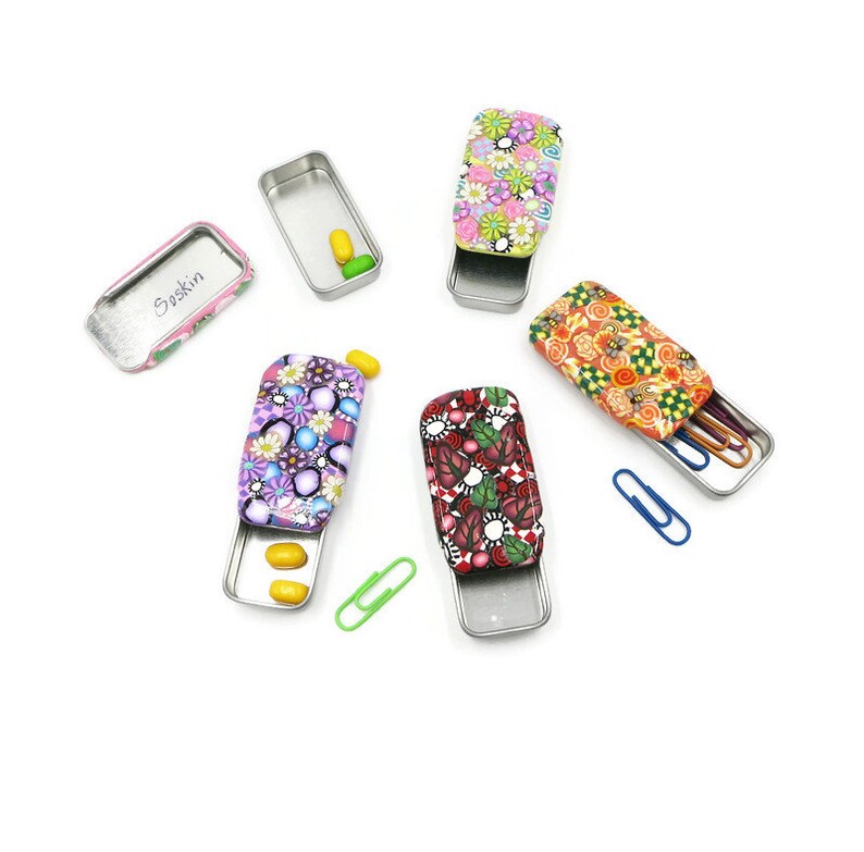 Sliding Lid Pill Box Keepsake Box Trinket Refillable Storage Handmade ...