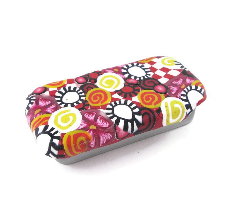 Red Sliding Lid Pill Box Keepsake Box Trinket Refillable Storage ...