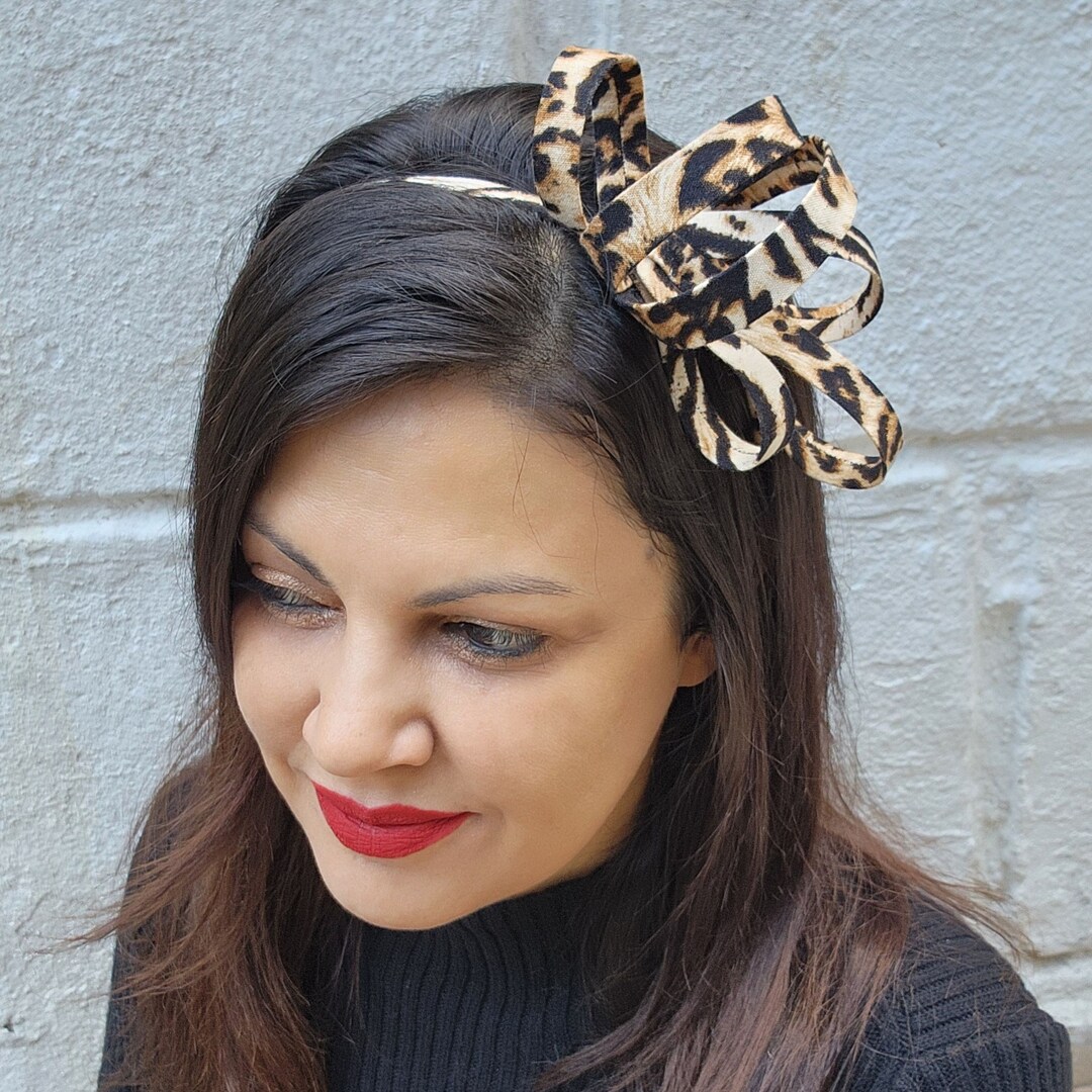 Chic Leopard & Snake Print Fascinator Headband Unique Handmade Hairband ...