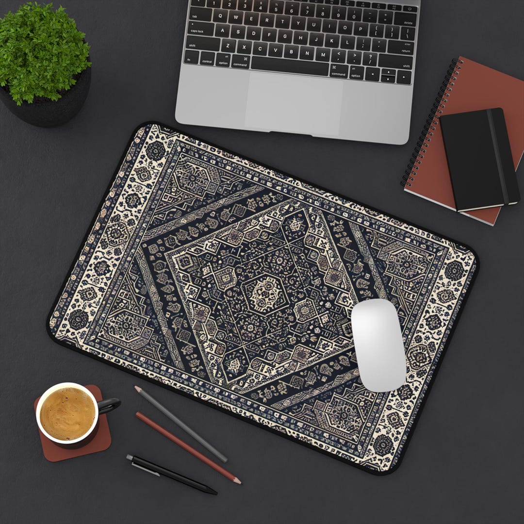 Black Persian Rug Desk Mat - Etsy