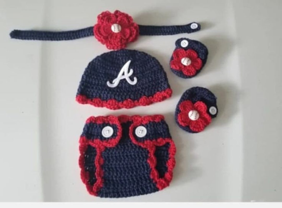 Crochet Baby Girl Atlanta Braves Baseball Inspired Outfit Photo Prop - Etsy
