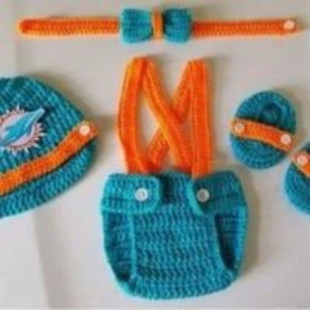 Crochet Baby Boy Miami Dolphins Football Inspired Outfit Photo Prop - Etsy