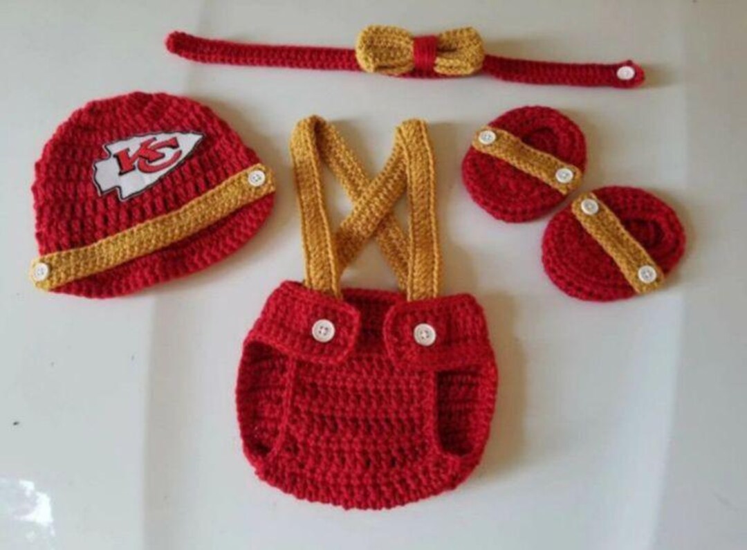 Crochet Baby Boy Kansas City Chiefs Football Inspired Outfit Photo Prop ...
