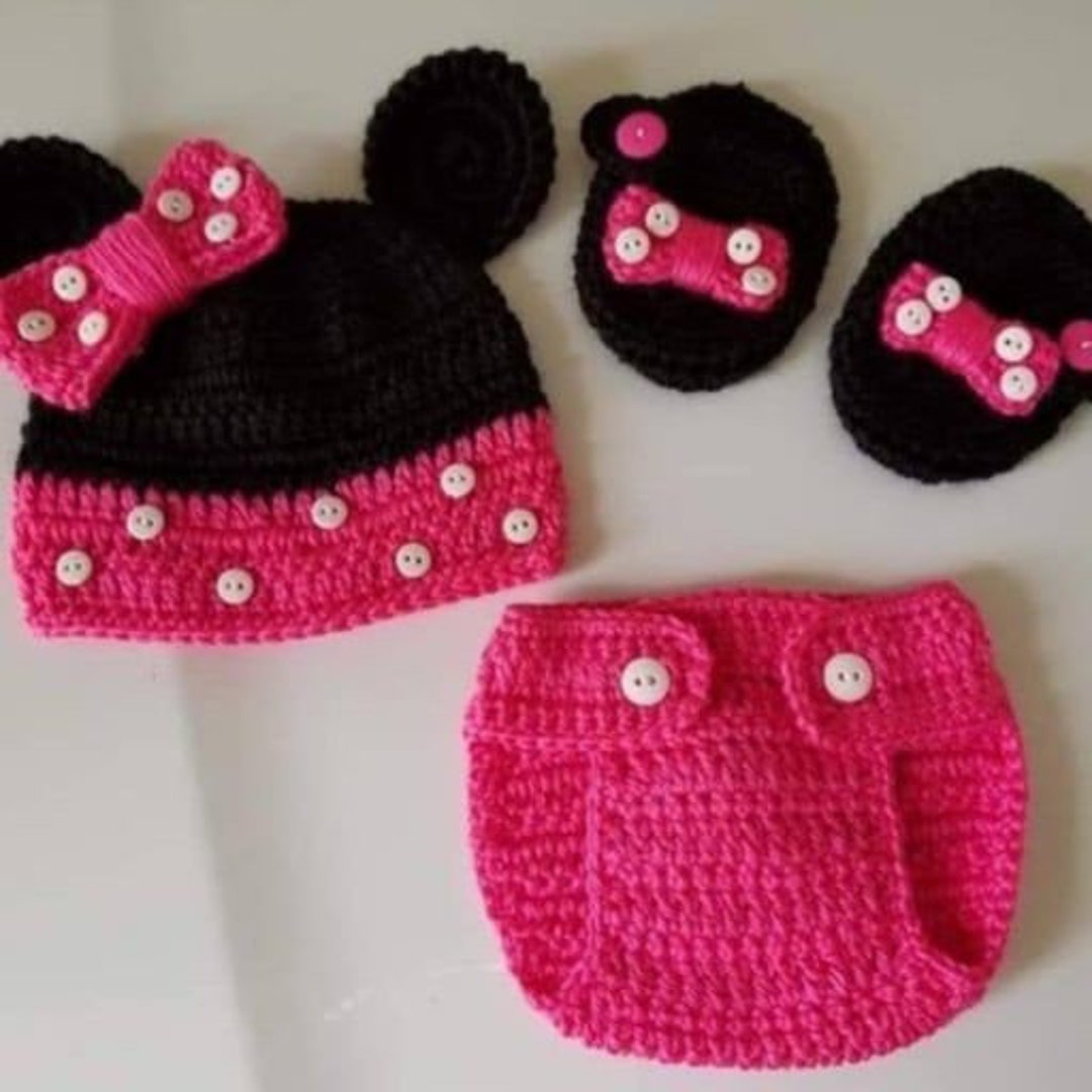 Crochet Baby Girl Diaper Minnie Mouse Inspired Diaper Cover Outfit ...