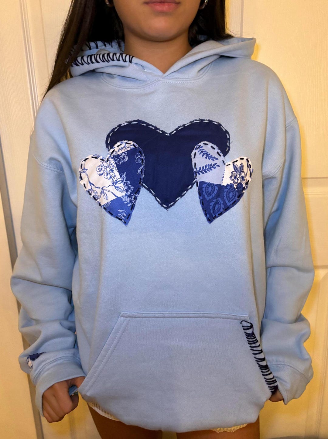 Heart Stitched Custom Hoodie - Etsy