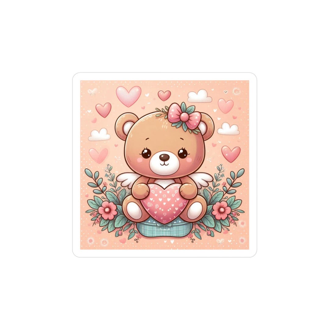 Teddy Bear Decals, Valentine's Day Kids Sticker, Cute Decals, Laptop ...