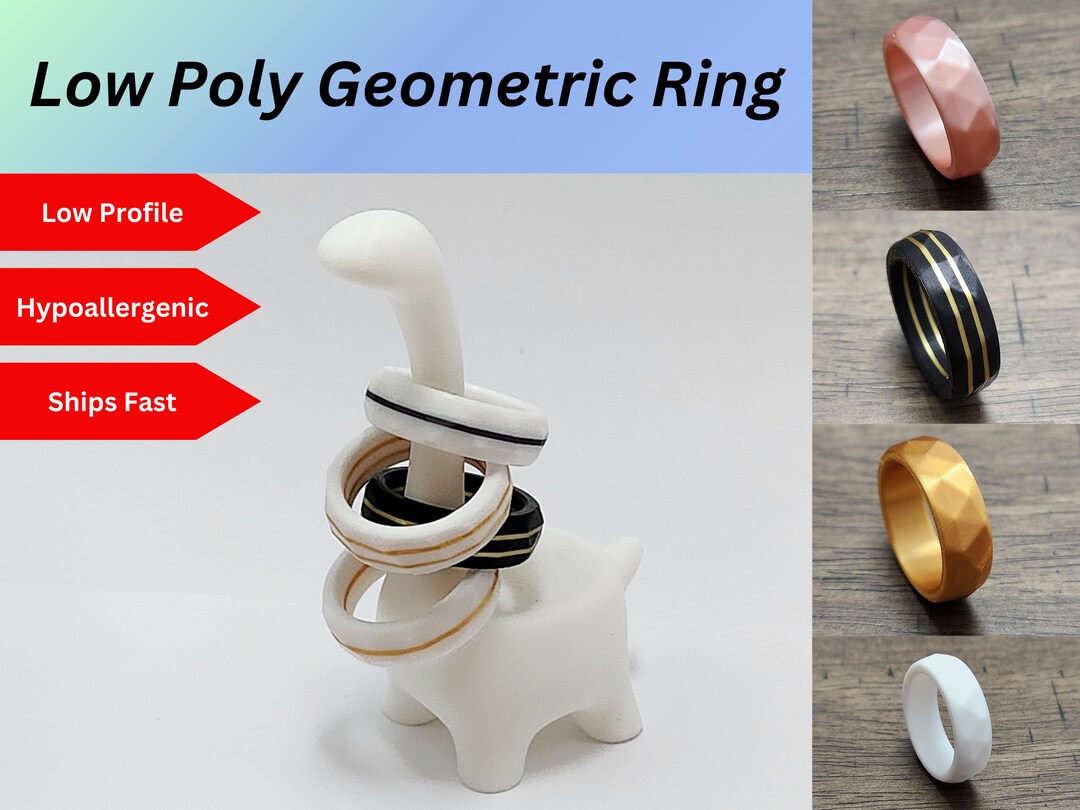 Low Poly Ring (low Profile) Stylish Lightweight Hypoallergenic - Etsy