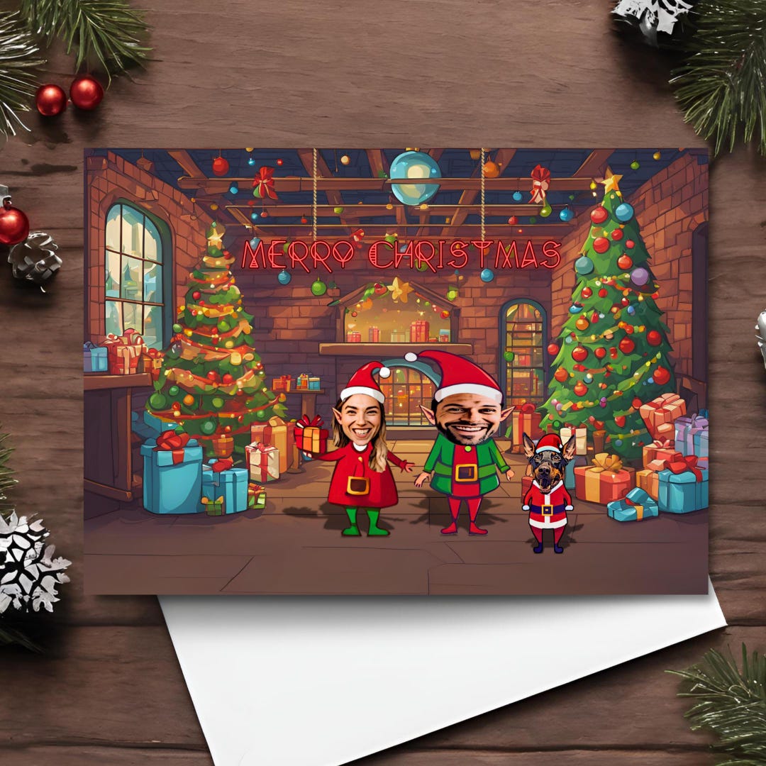 Custom Christmas Card, Funny Custom Family Photo Christmas Elves in ...