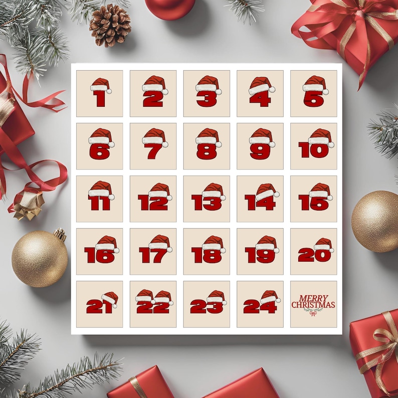 DIY Printable Advent Calendar | 24-day Christmas Countdown | PNG ...