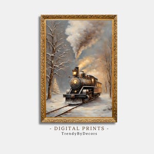 Vintage Christmas Wall Art - Steam Train Through Holiday Forest ...