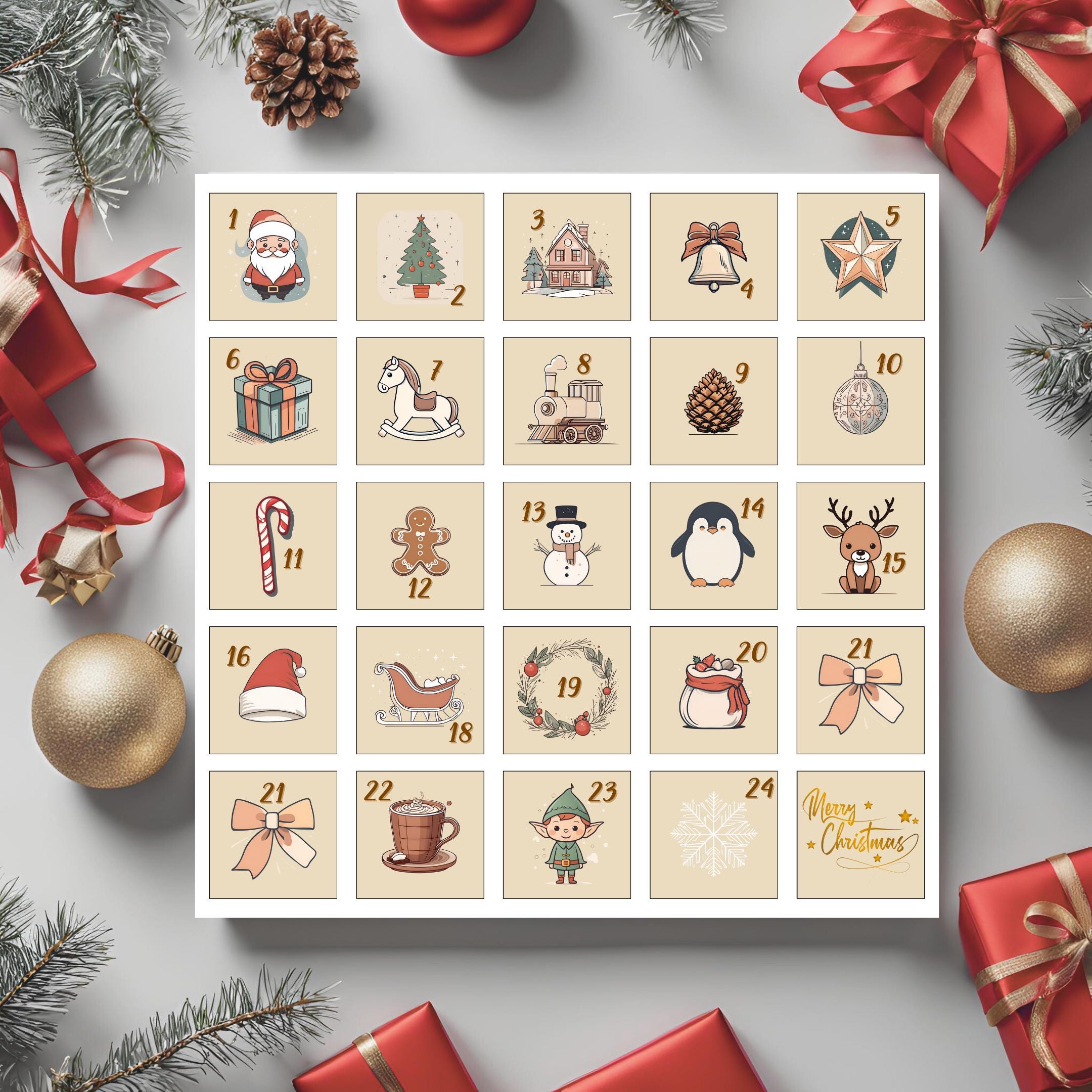 DIY Advent Calendar | 24-day Christmas Countdown | PNG Printable Wall ...