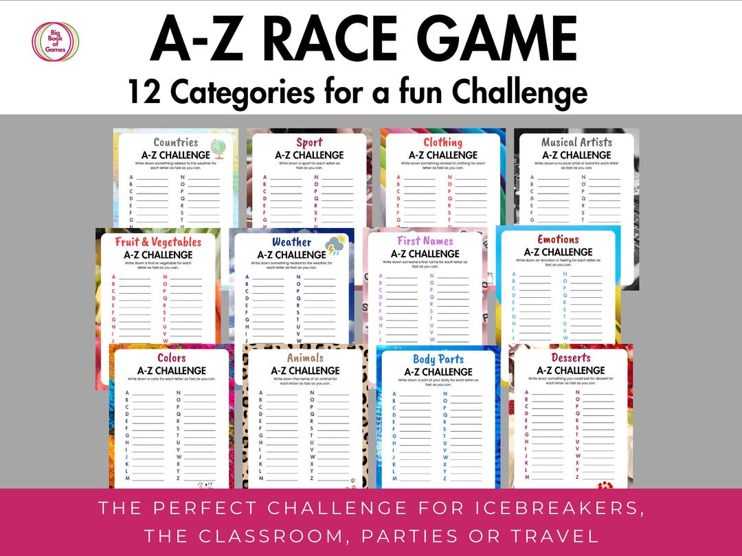 A to Z Race. Bundle of 12 Printable ABC Challenges (PDF Download) - Etsy