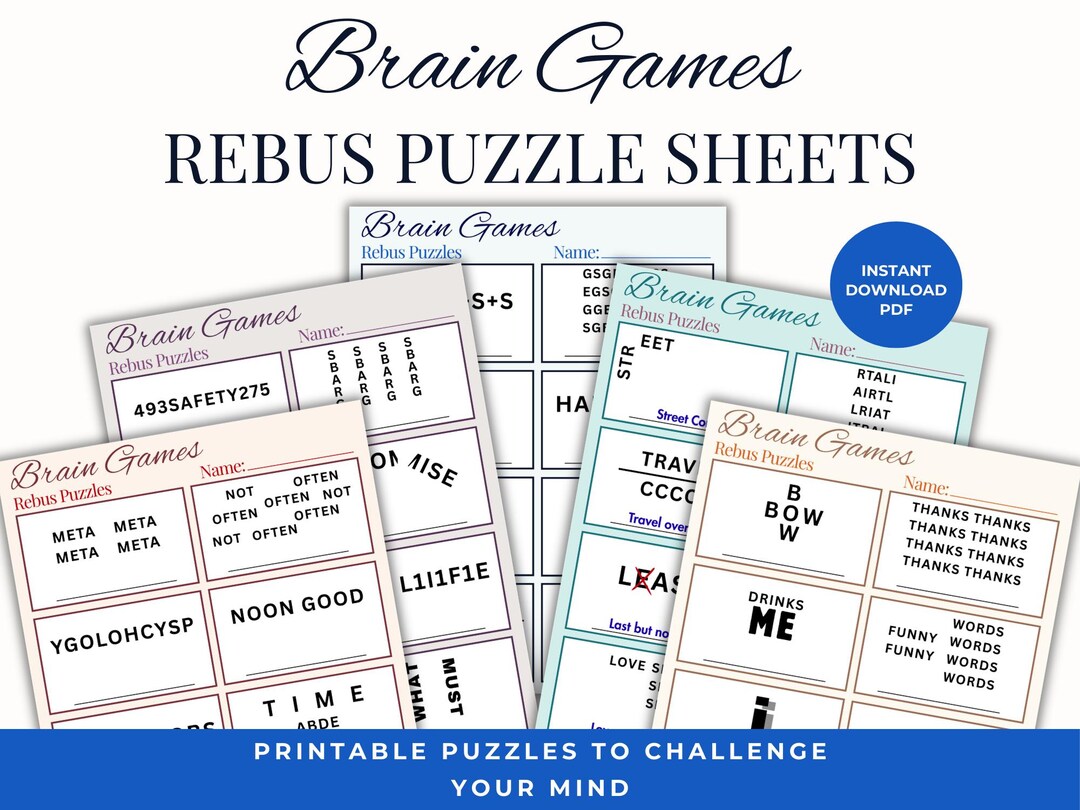 Printable Rebus Puzzles. Brain Teasers. PDF. - Etsy UK