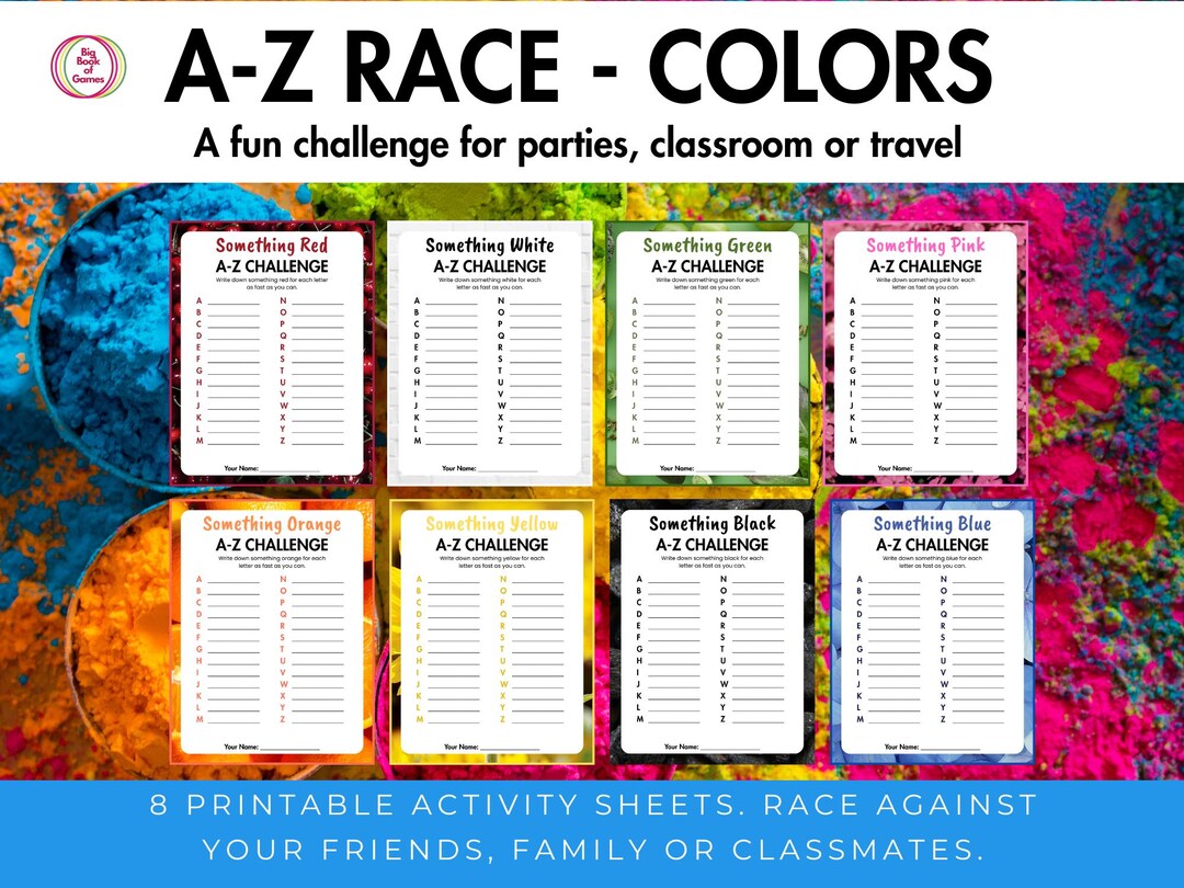 A-Z Color Race Game: Printable ABC Challenge, Classroom Icebreaker (PDF ...