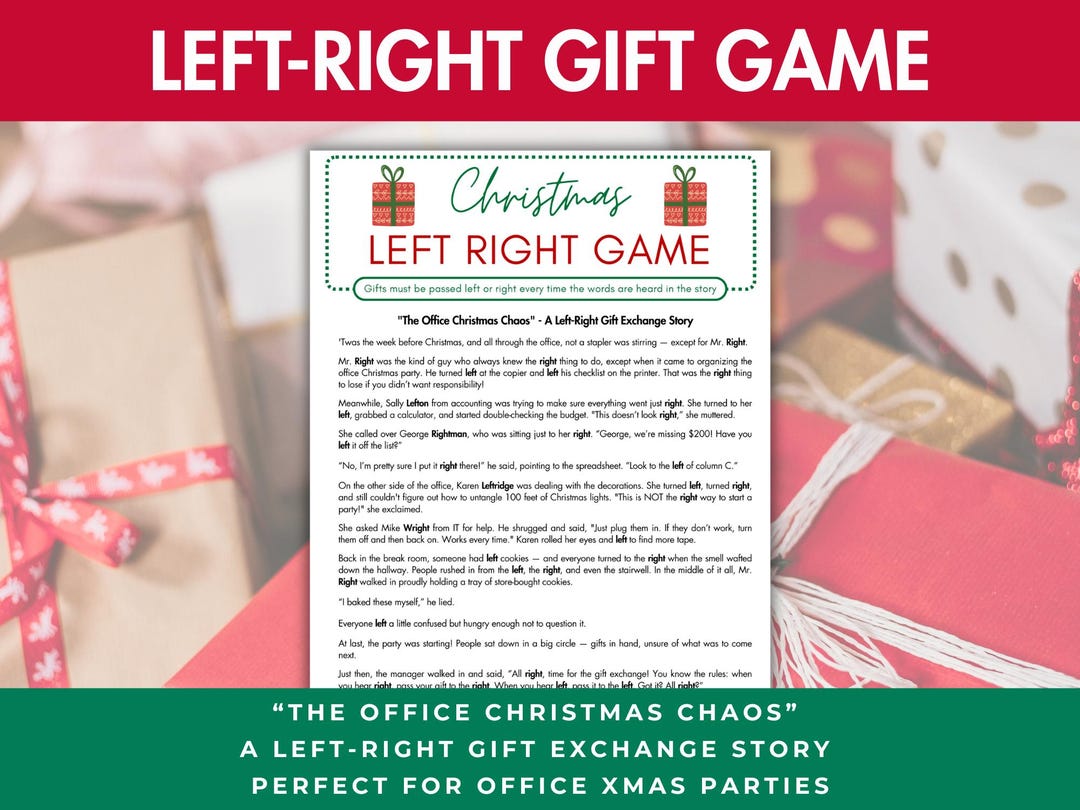 Christmas Left Right Game. Xmas Gift Exchange Story for Office Party ...