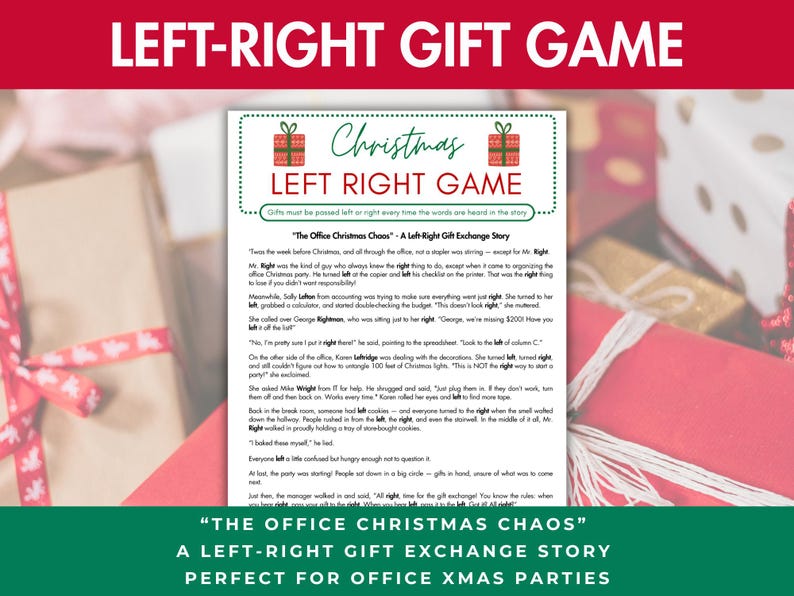 Christmas Left Right Game. Xmas Gift Exchange Story for Office Party ...