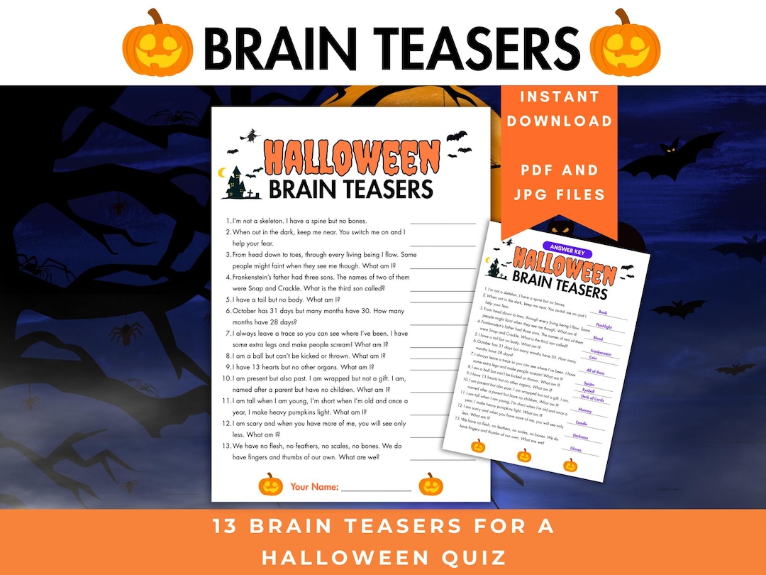 Halloween Riddles Game: Printable Brain Teasers (PDF Download) - Etsy