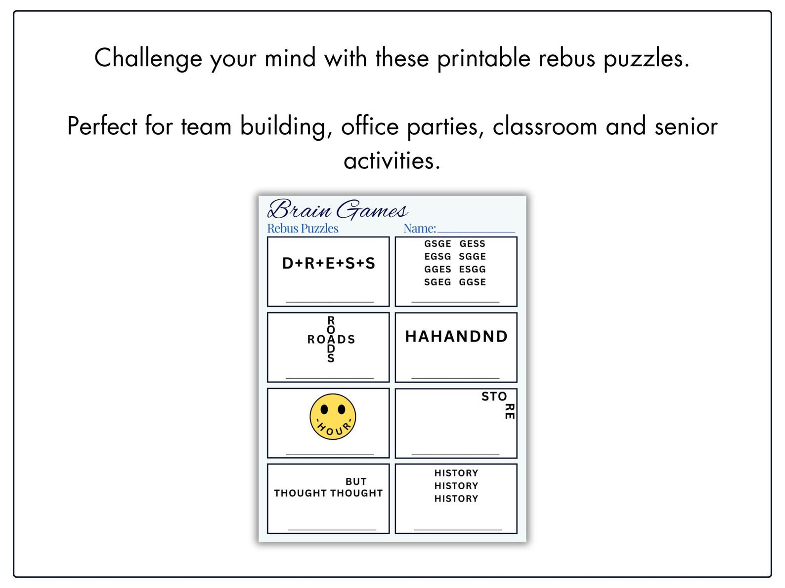 Brain Teasers. Rebus Puzzles. Office Games. Printable PDF. - Etsy