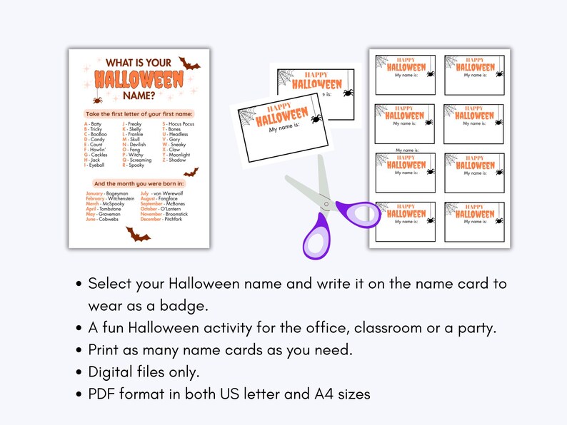 Halloween Name Game Printable | Party Activity (PDF) - Etsy UK