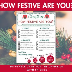 Christmas Game - How Festive Are You? Printable Quiz. Holiday Office ...