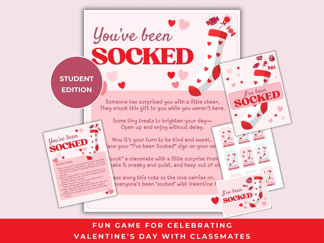You've Been Socked Game - Classmate Edition for Valentine's Day Fun ...