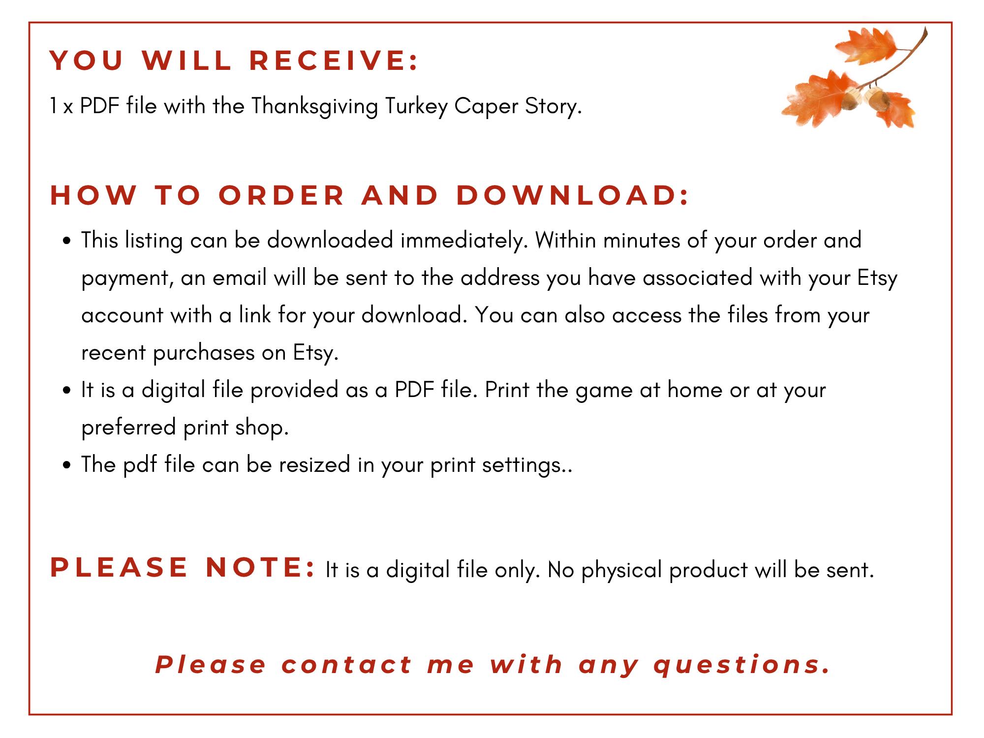 Thanksgiving Left Right Gift Exchange Game | Turkey Caper Story (PDF ...