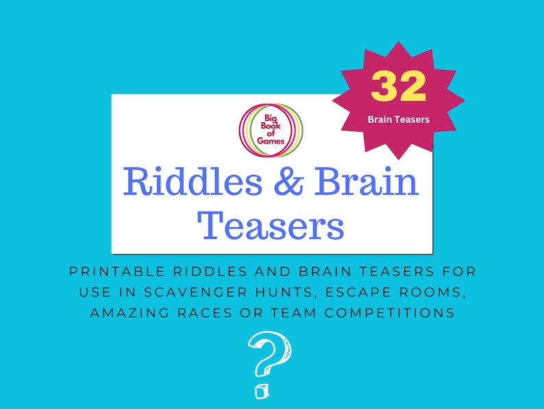 Printable Riddles & Brain Teasers for Scavenger Hunts, Amazing Race ...