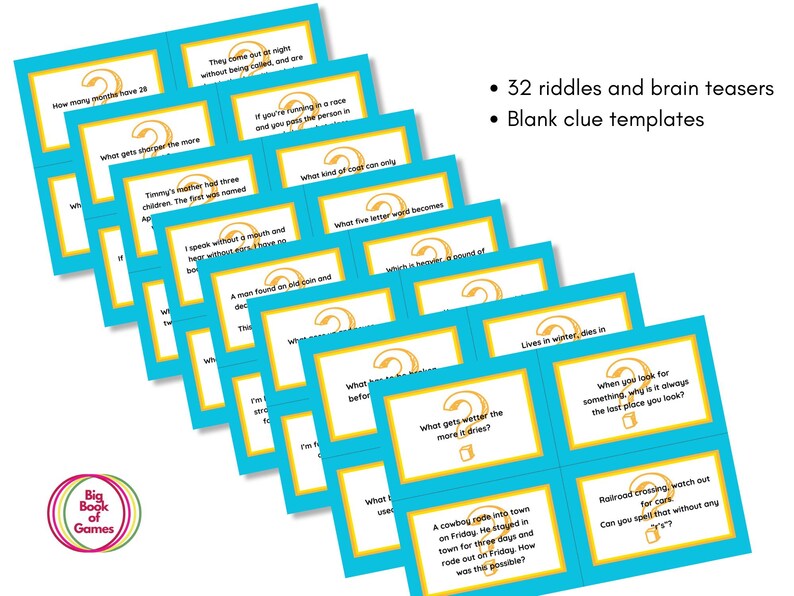 Printable Riddles & Brain Teasers for Scavenger Hunts, Amazing Race ...