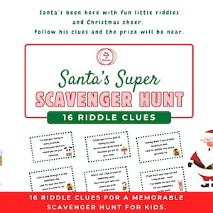 Christmas Scavenger Hunt. 16 Riddle Clues Written by Santa. Printable ...