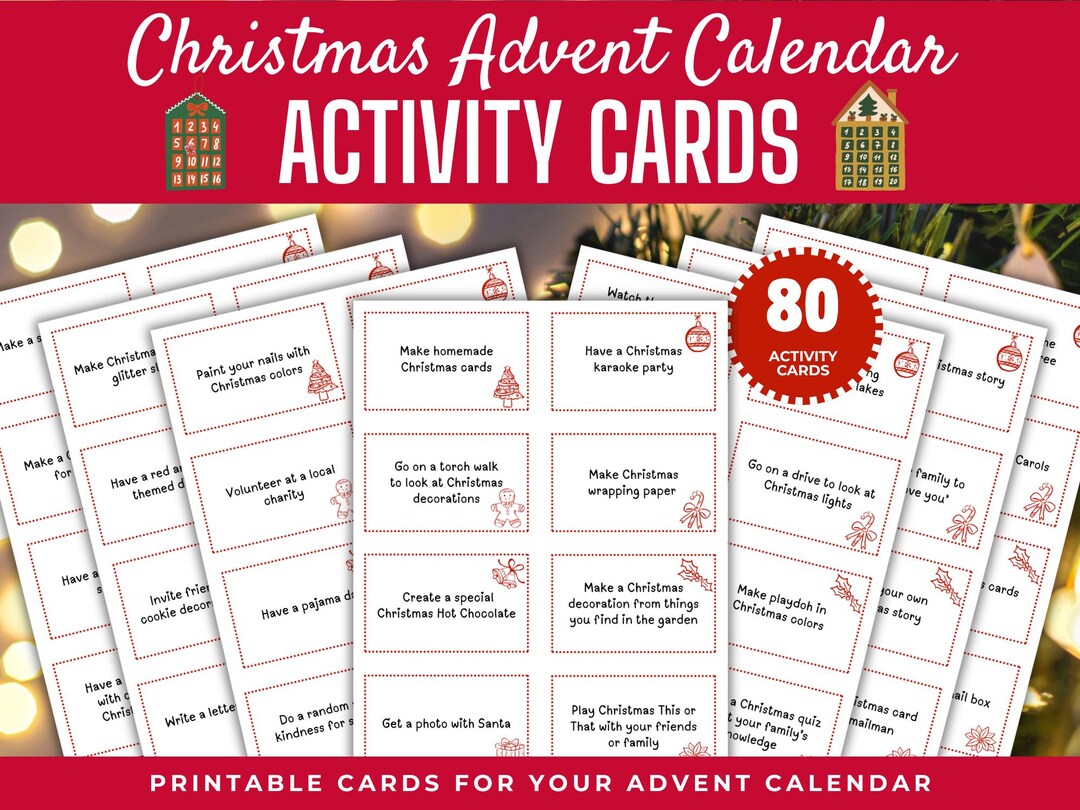 Christmas Advent Calendar Activities. 80 Printable Cards. PDF Download ...