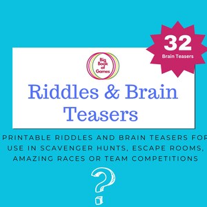 Printable Riddles & Brain Teasers: Scavenger Hunt, Escape Room Games ...