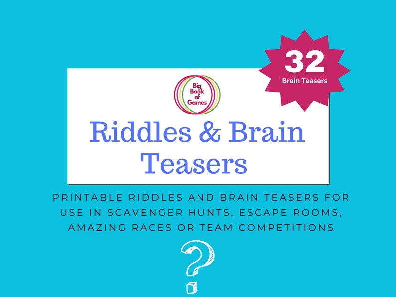 Printable Riddles & Brain Teasers: Scavenger Hunt, Escape Room Games ...