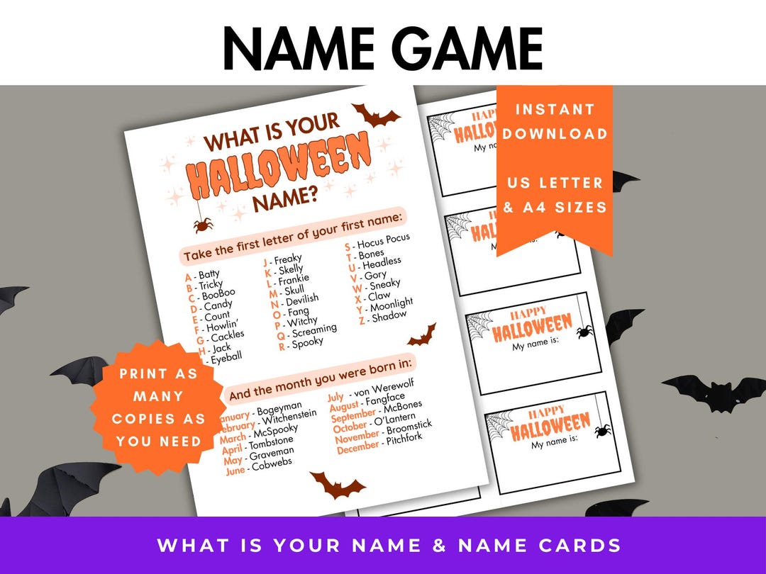 Halloween Name Game Printable | Party Activity (PDF) - Etsy UK