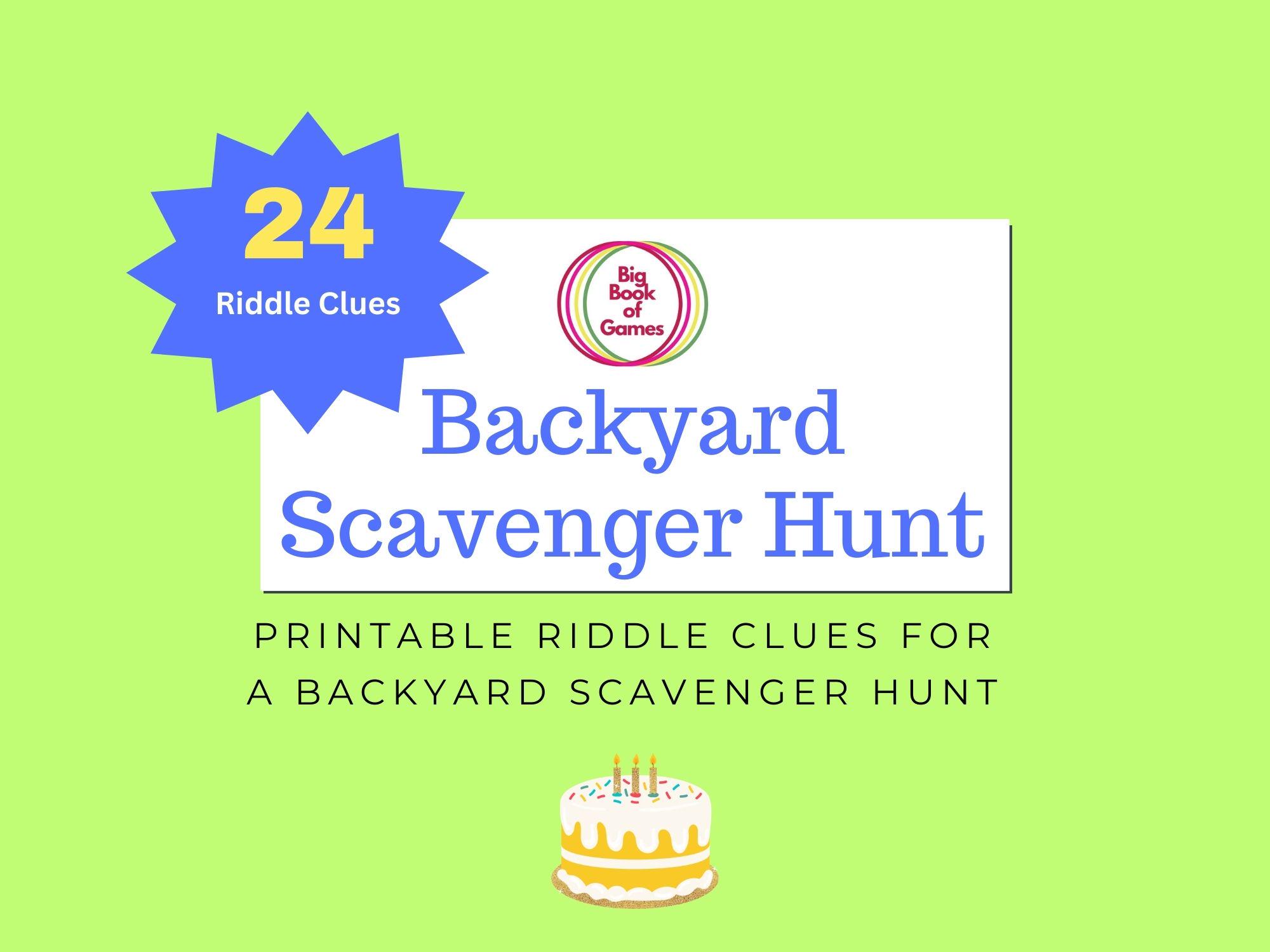 Backyard Scavenger Hunt Riddle Clues: Printable Outdoor Game (instant ...