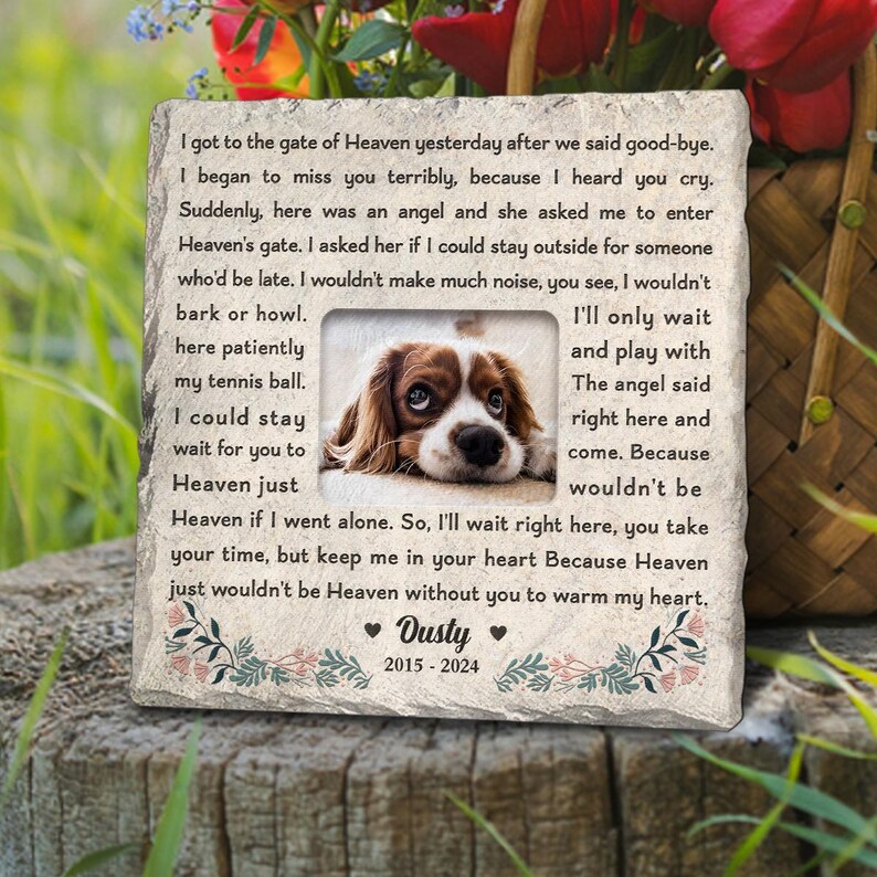 Custom Dog Photo Stone, Dog Memorial Stone, Pet Grave Marker, Dog ...