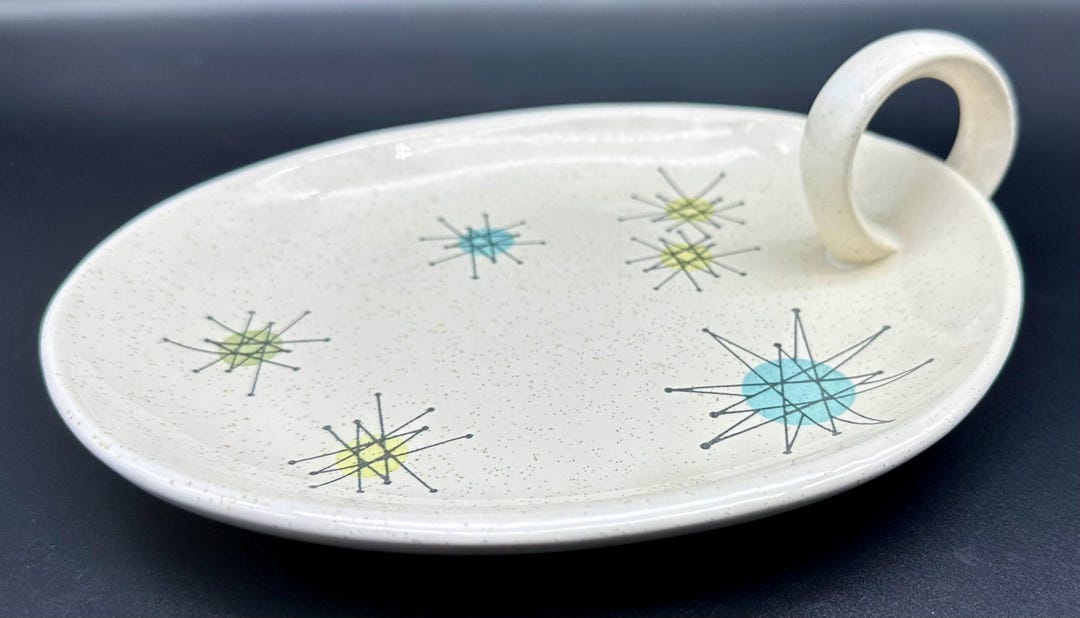 Franciscan Atomic Starburst Open Jam Dish Tray With Ring Handle Vintage ...