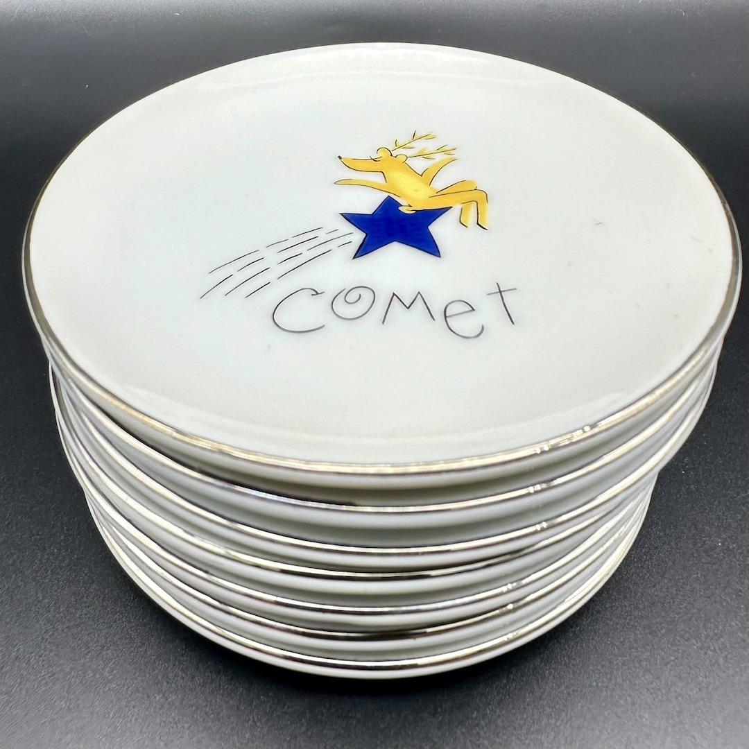 Pottery Barn China Reindeer Coasters With Silver Trim Vintage ...
