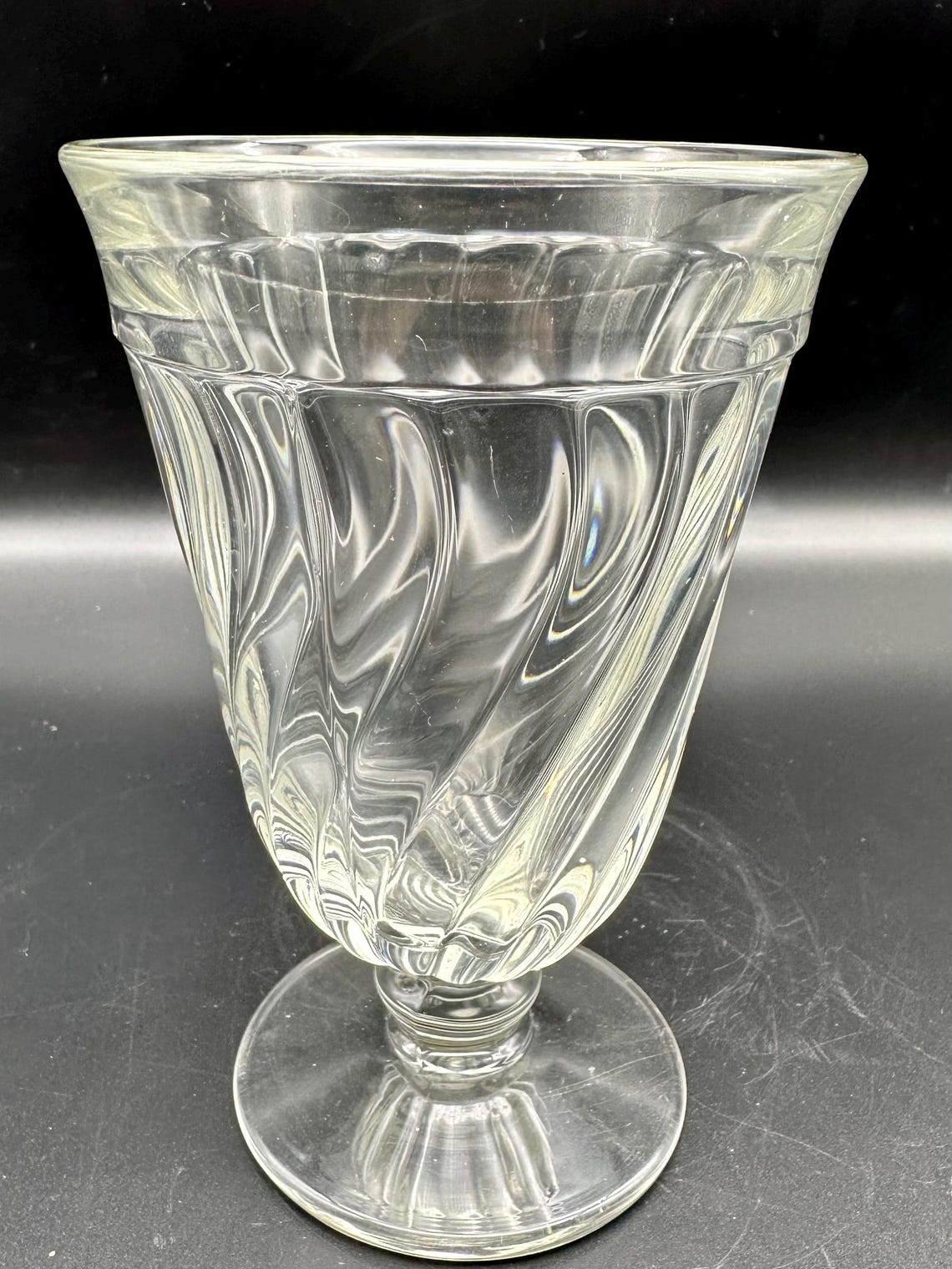 Vintage Fostoria Colony Crystal Iced Tea Goblet Glasses Clear Swirl ...